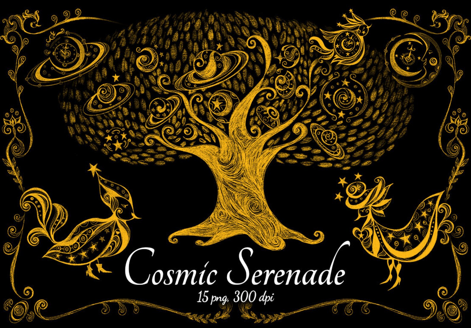 Family Tree Clipart Family Tree Sublimation Golden Clipart - Etsy