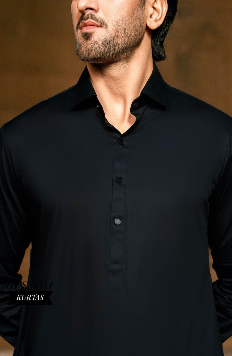 Slim Fit Black Cotton Men's Kameez Shalwar: Pakistani Tunic - Etsy