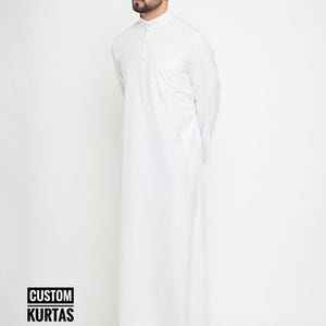 Men's White Jubba: Saudi Arab Thobe Long Sleeve Kaftan - Etsy UK