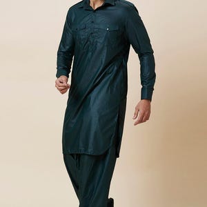 Bottle Green Pathani Kurta Sets | Men's Baggy Shalwar | Indian Wedding ...