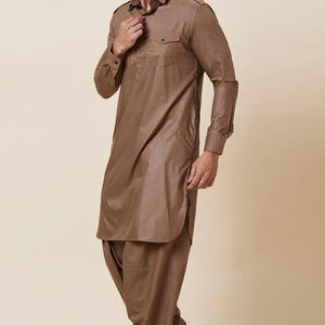 Brown Pathani Kurta Shalwar for Men | Brown Color Shalwar Kameez ...