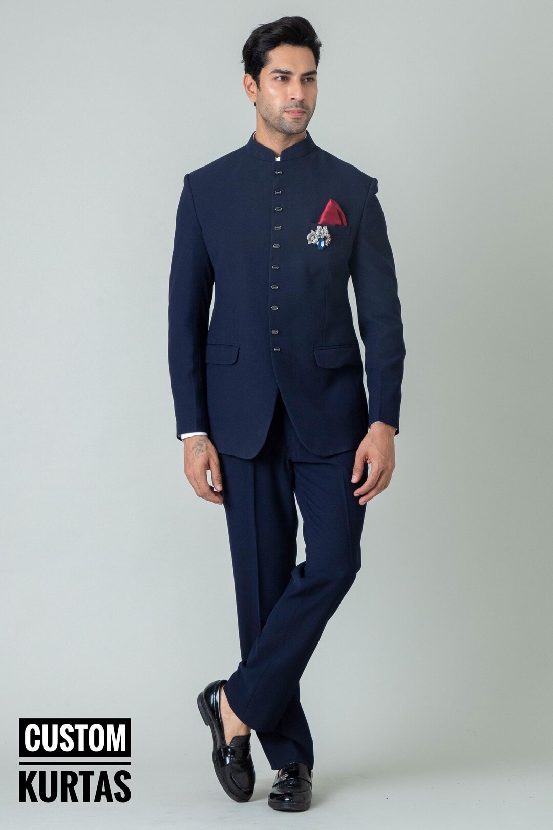 Navy Blue Jodhpuri Suit: Men's Wedding Wear Jacket - Etsy