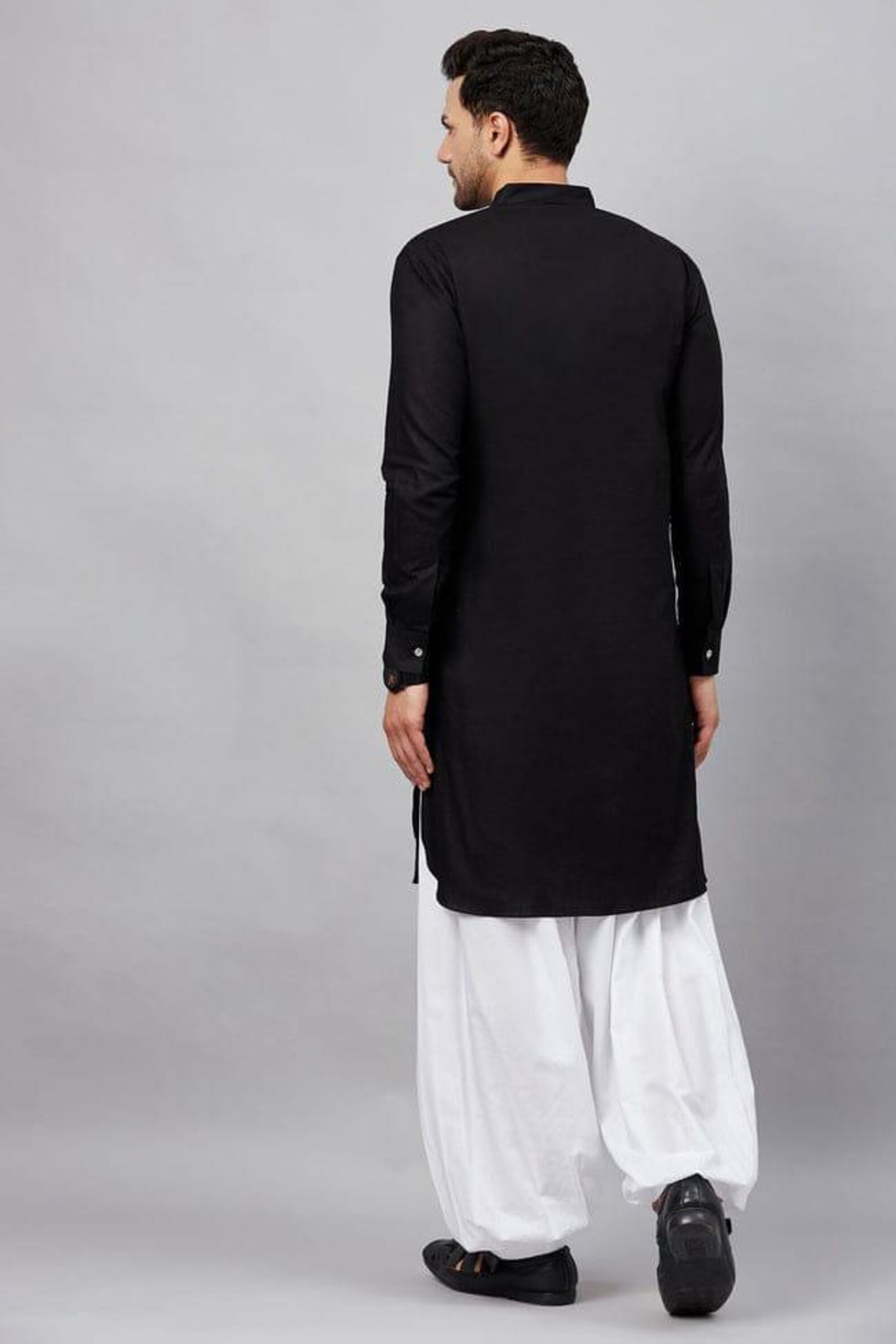 Men's Black Cotton Shalwar Kameez: Traditional Elegant Wear - Etsy