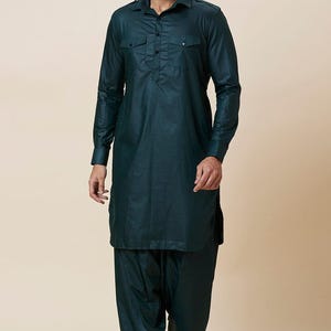 Bottle Green Pathani Kurta Sets | Men's Baggy Shalwar | Indian Wedding ...
