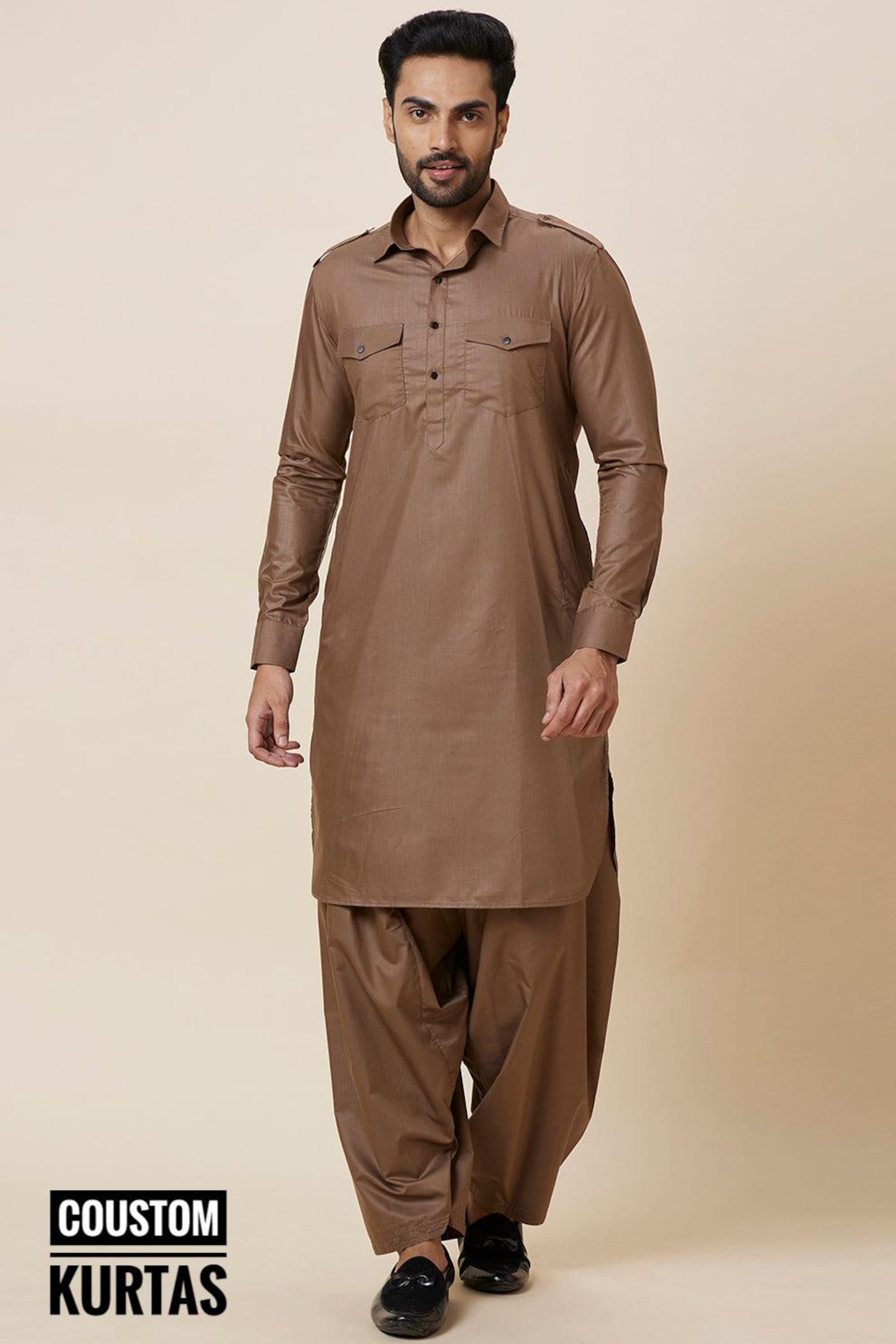 Brown Pathani Kurta Shalwar for Men Brown Color Shalwar Kameez ...