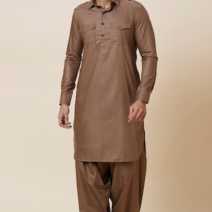 Brown Pathani Kurta Shalwar for Men | Brown Color Shalwar Kameez ...