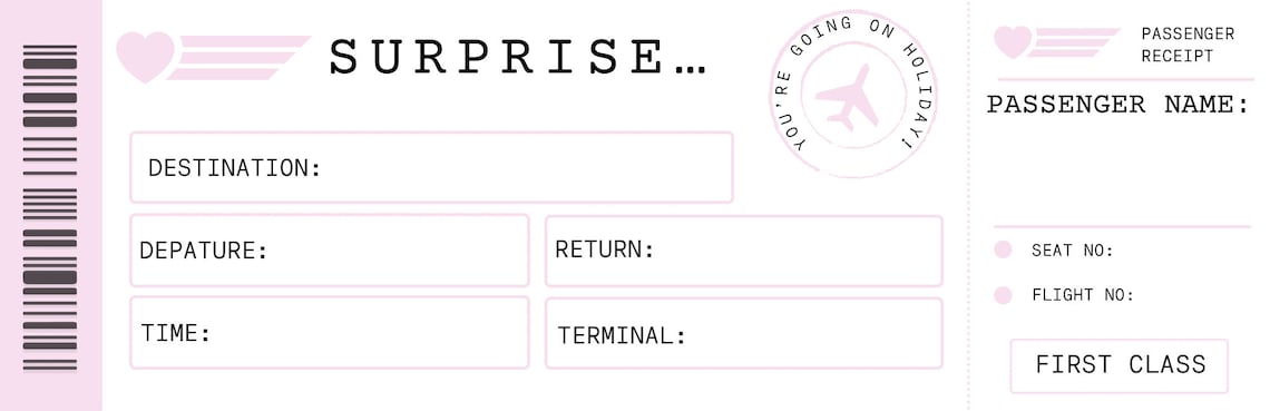 Modèle de carte d'embarquement | Imprimable, PDF, Vacances, Voyage ...