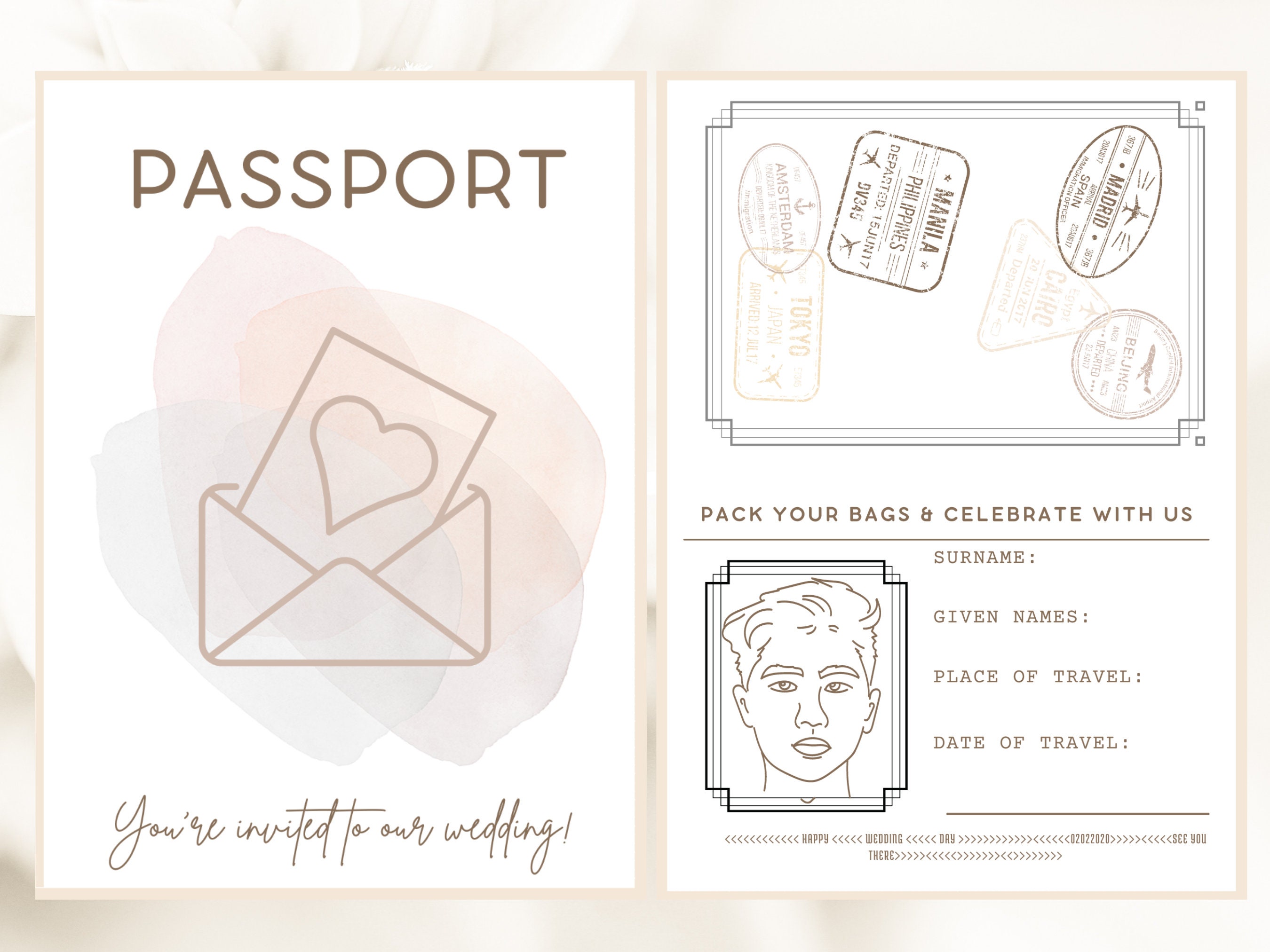 Passport Template Wedding Invitation Download | Printable, PDF ...