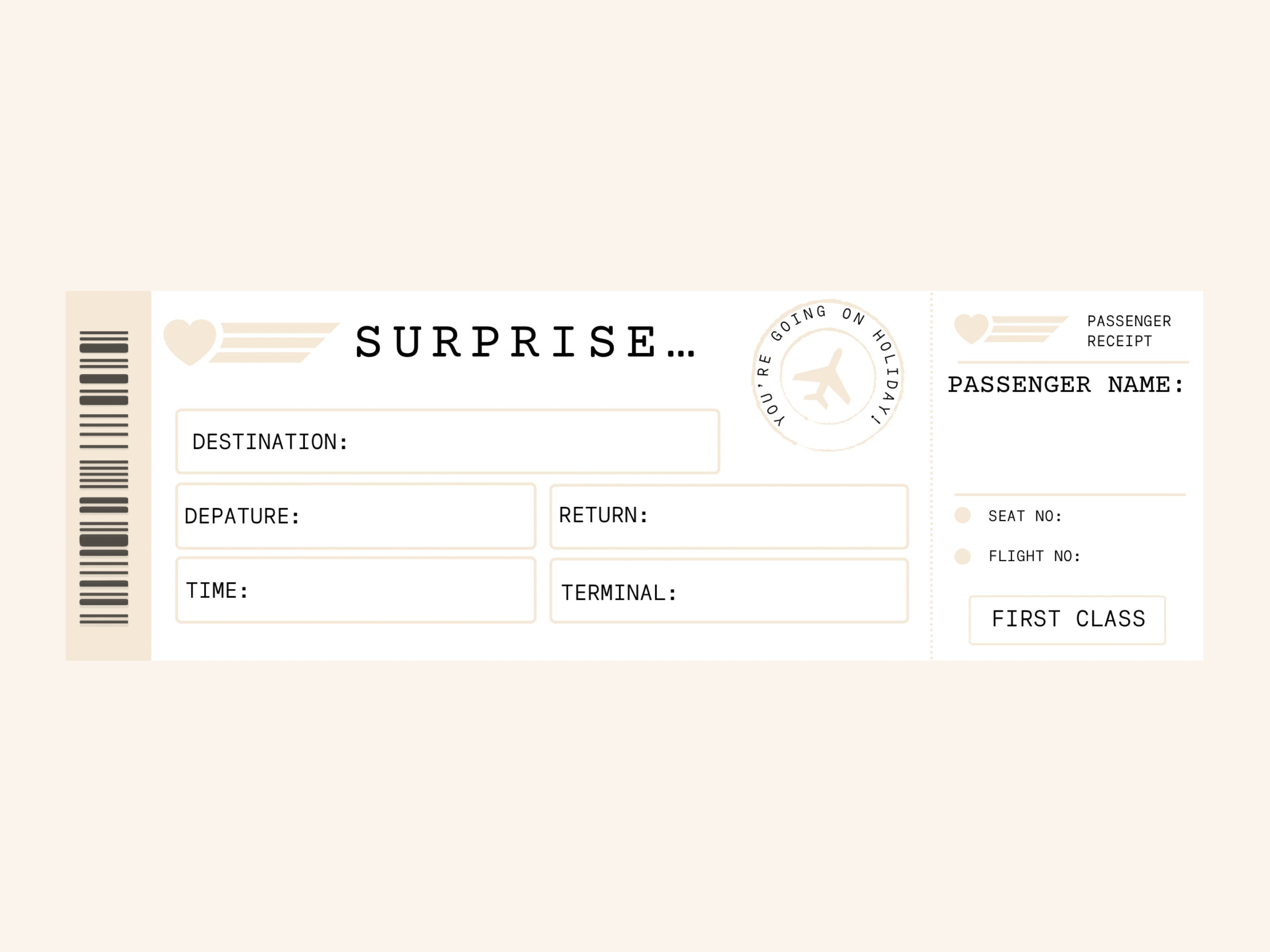 Boarding Pass Template | Printable, PDF, Vacation, Trip, Surprise ...