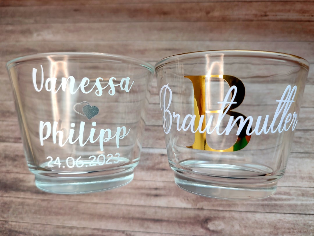 Personalized Tea Light Glass Name Plate Wedding Place Card Candle ...