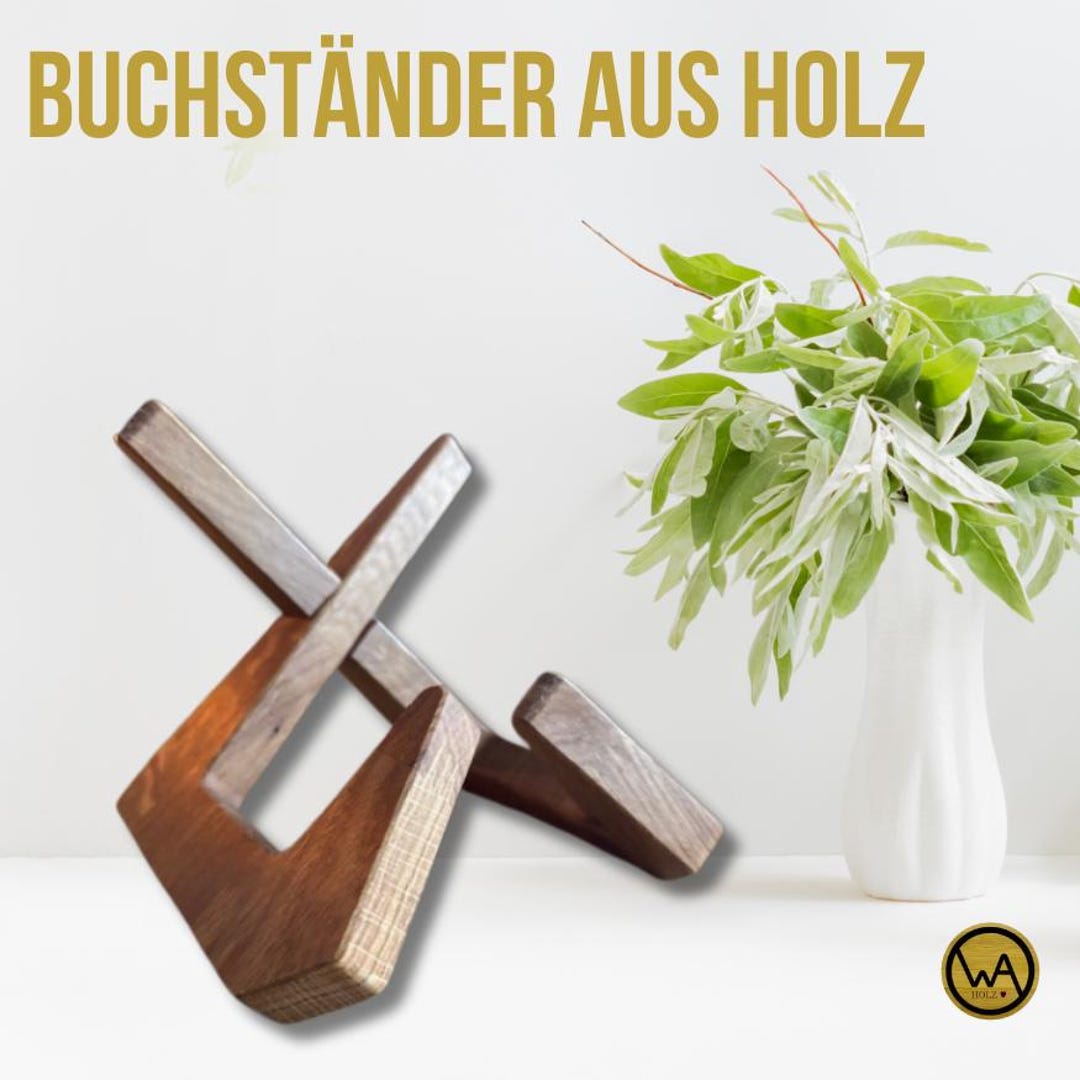 Oak Wood Book Stand – Plug-in Solid Wood Bookend | Book Holder for ...