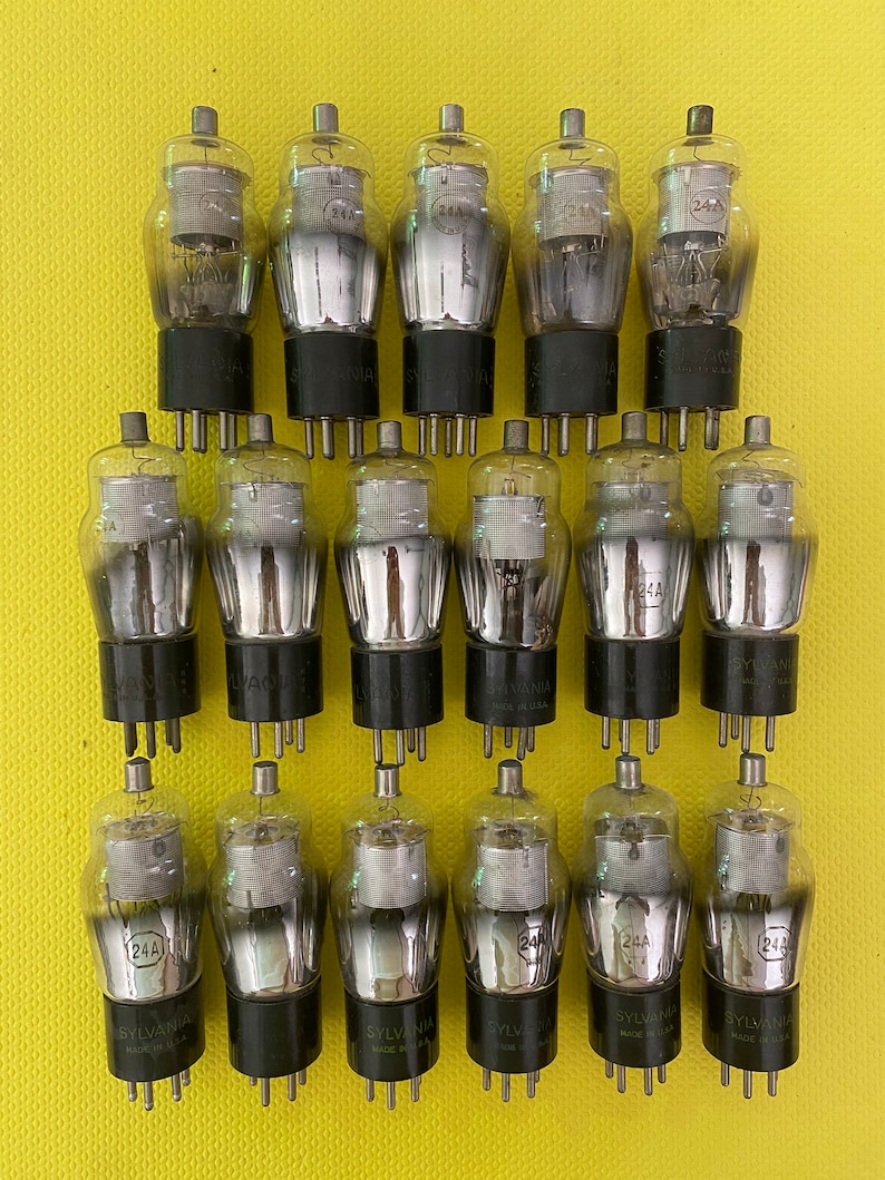 17 Sylvania 24 / 24A Vacuum Tubes Valves Untested Great Flashing Lot of ...