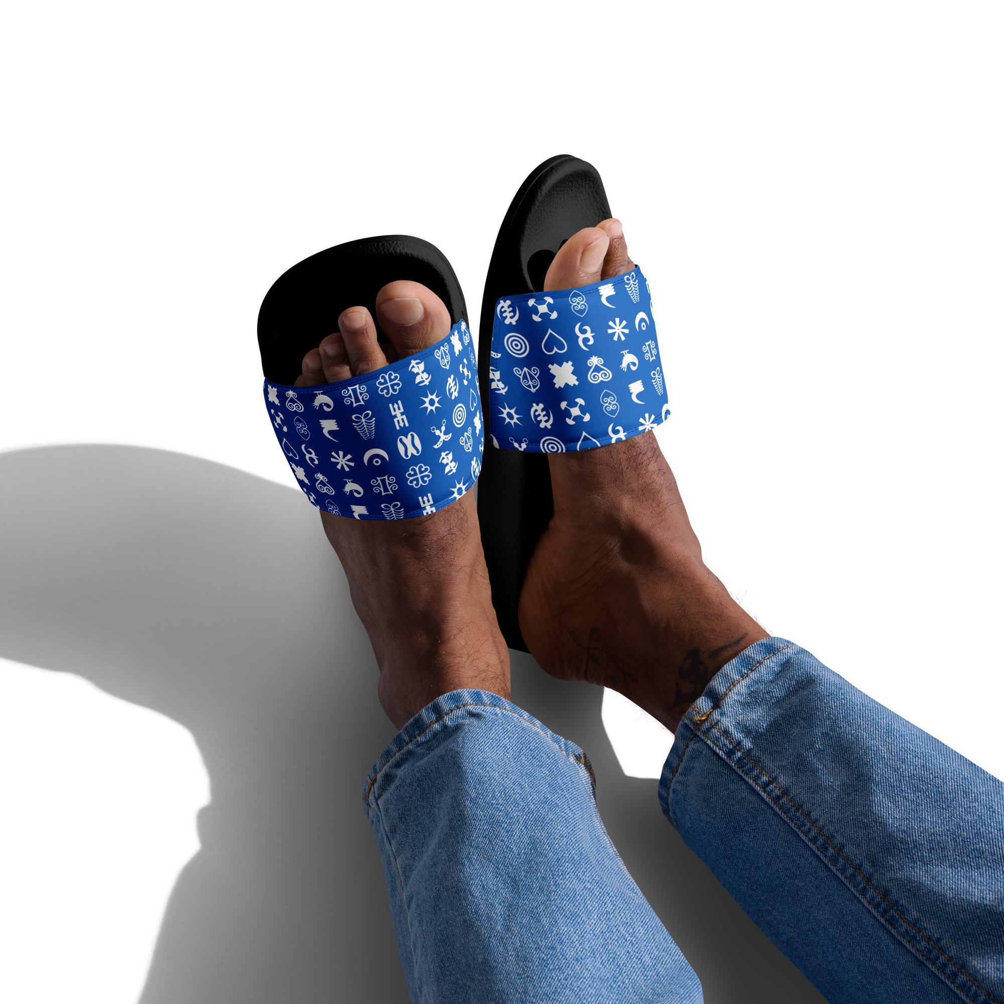 Royal Blue Adinkra Print Mens Slides - Etsy