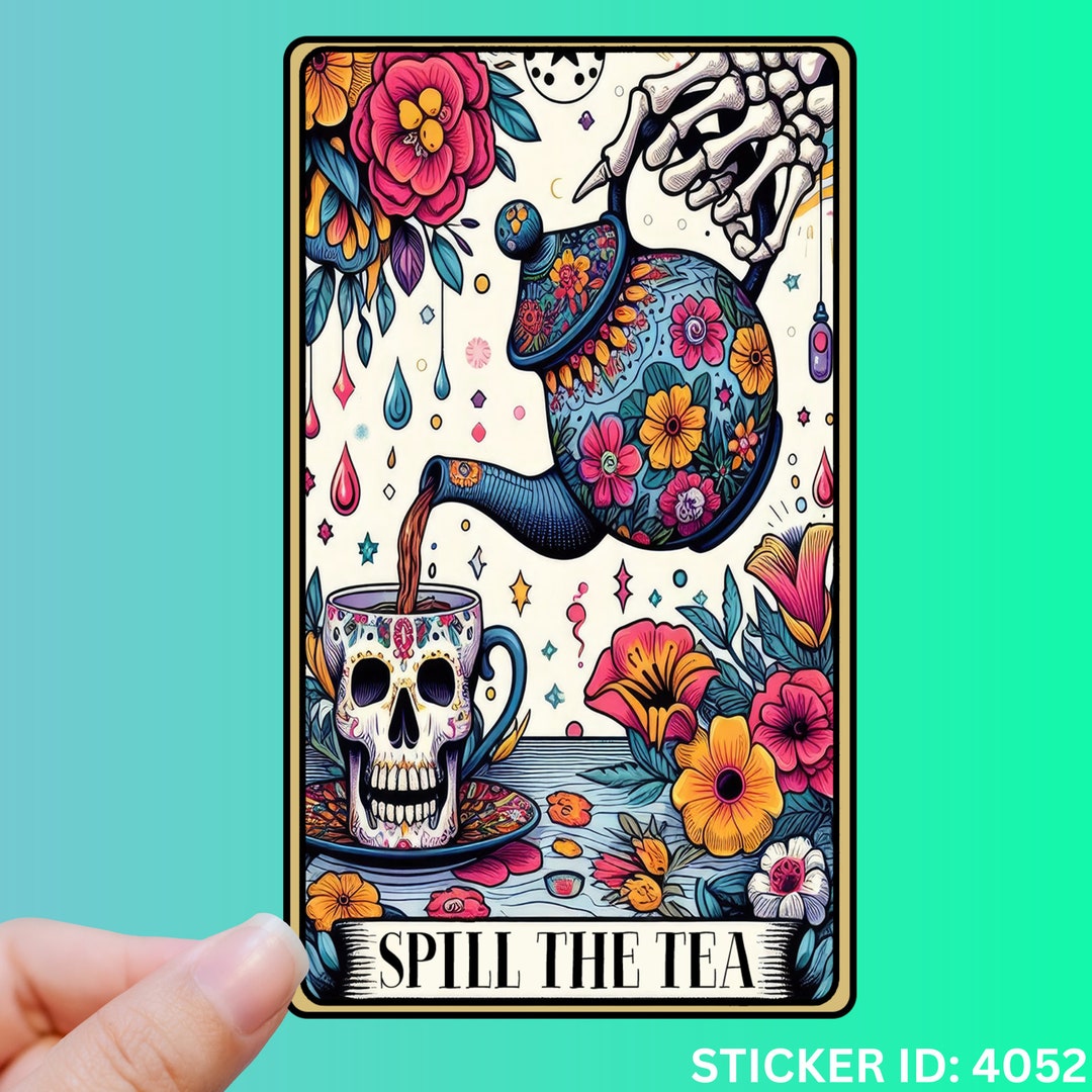Spill the Tea Tarot Card Sticker Laptop Sticker Tarot Sticker Fantasy ...