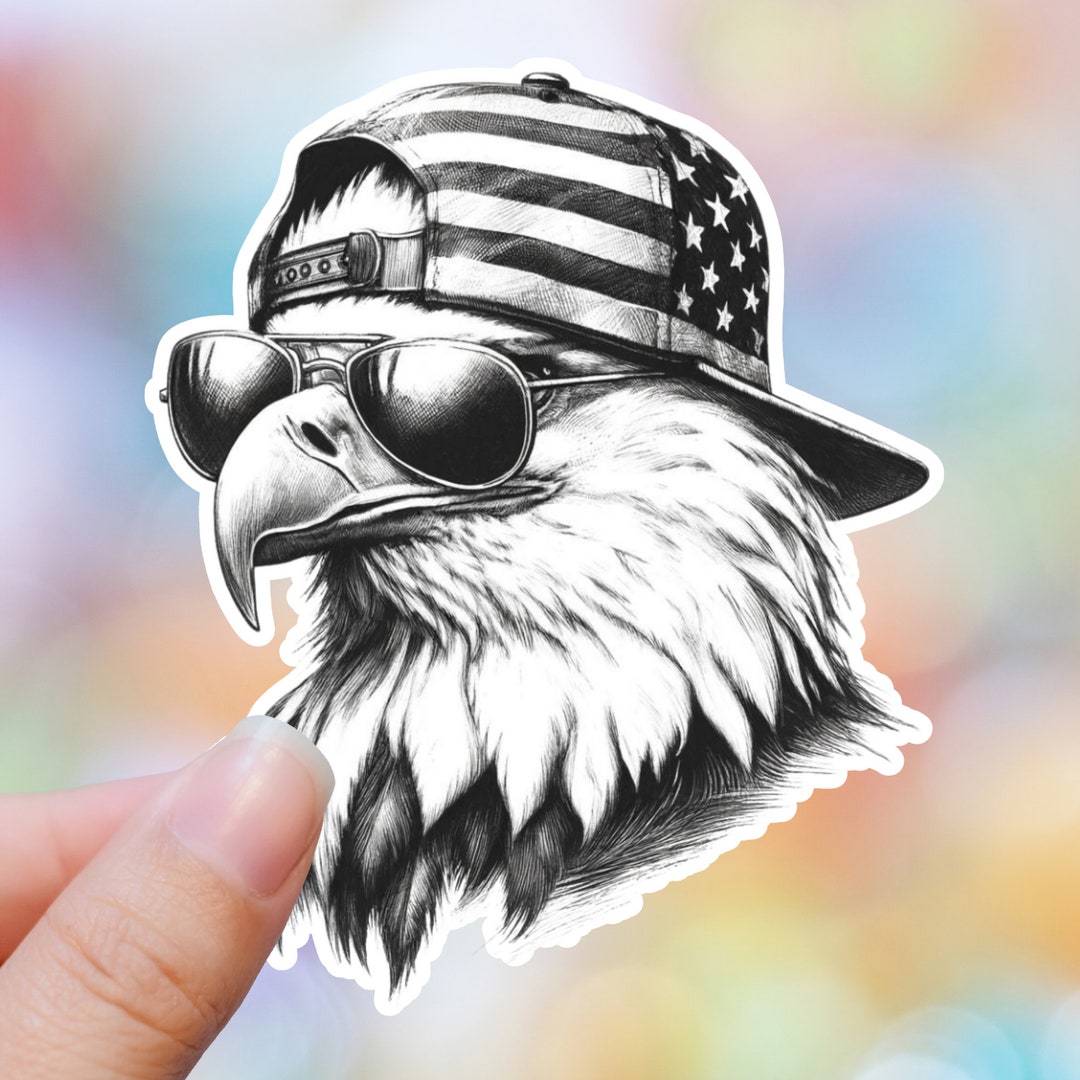 Patriotic Bald Eagle Sticker, American Flag Sticker, 4th of July Gifts ...