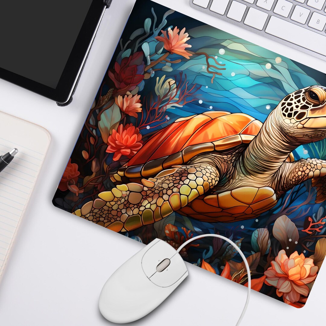 Cute Turtle Desk Mat, Sea Turtle Mouse Pad, Office Supplies, Ocean ...