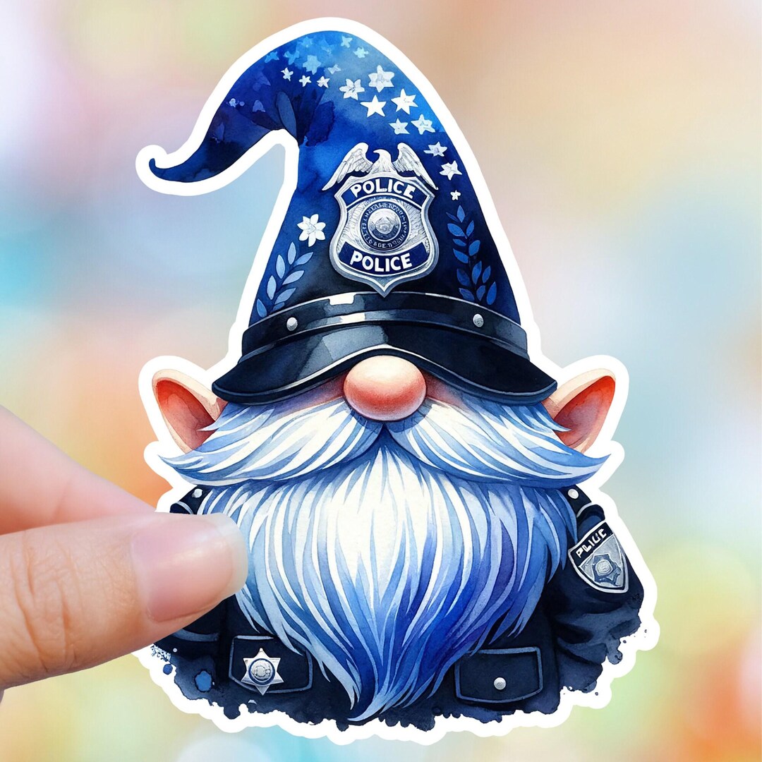 Police Gnome, Gnome Sticker, Good Luck Gnome, Police Sticker, Law ...