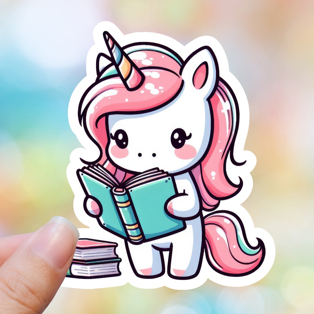 Unicorn Reading Sticker Unicorn Sticker Coffee Sticker Laptop Sticker ...