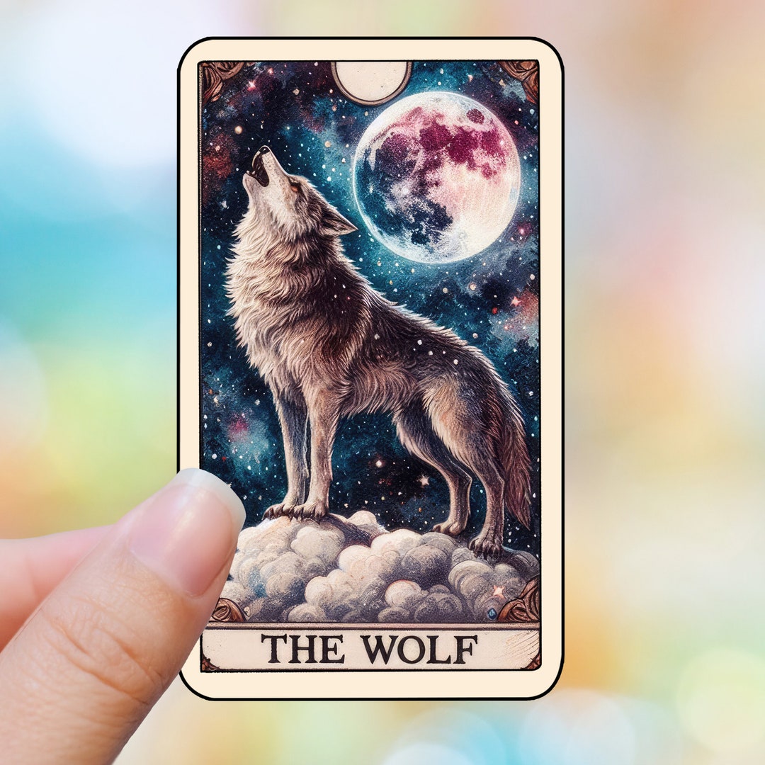 The Wolf Tarot Card Sticker, Halloween Party Supplies, Witchy Decals ...