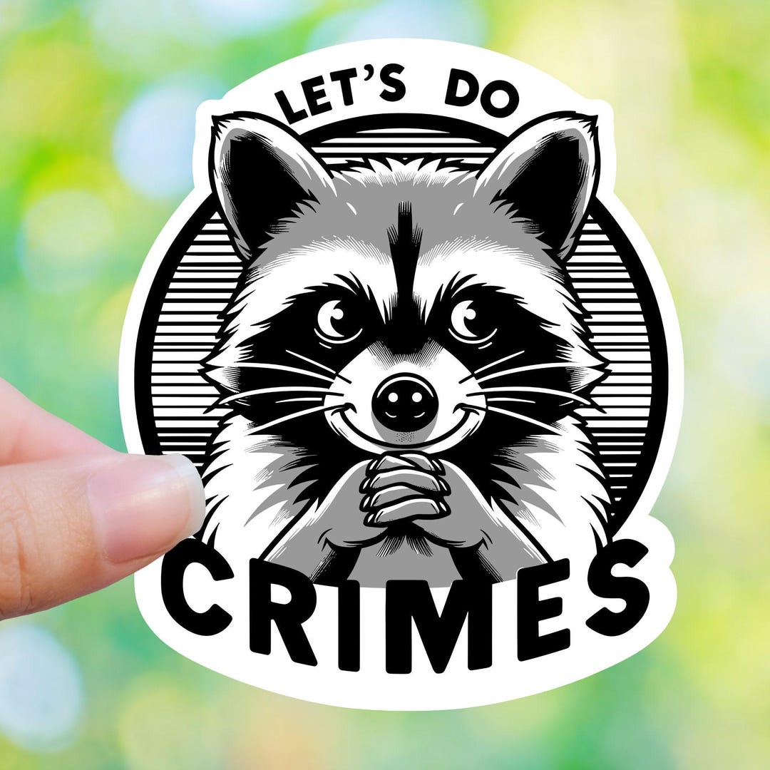Lets Do Crimes Sticker, Funny Racoon Stickers, Trash Panda Decals ...