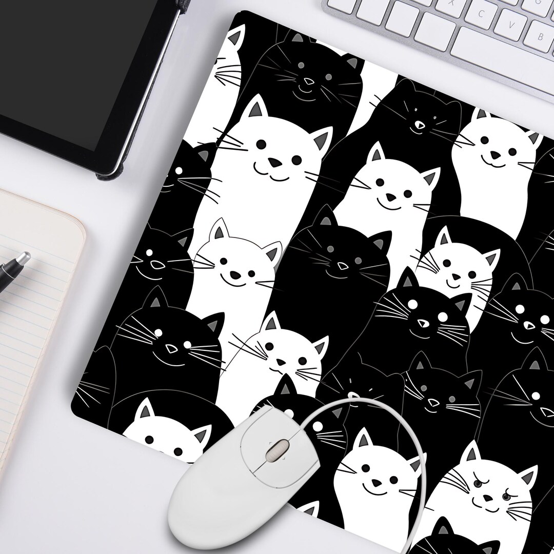 Cute Cats Mouse Pad, Kitty Desk Mat, Cat Lady Gift, Girly Gaming Mouse ...