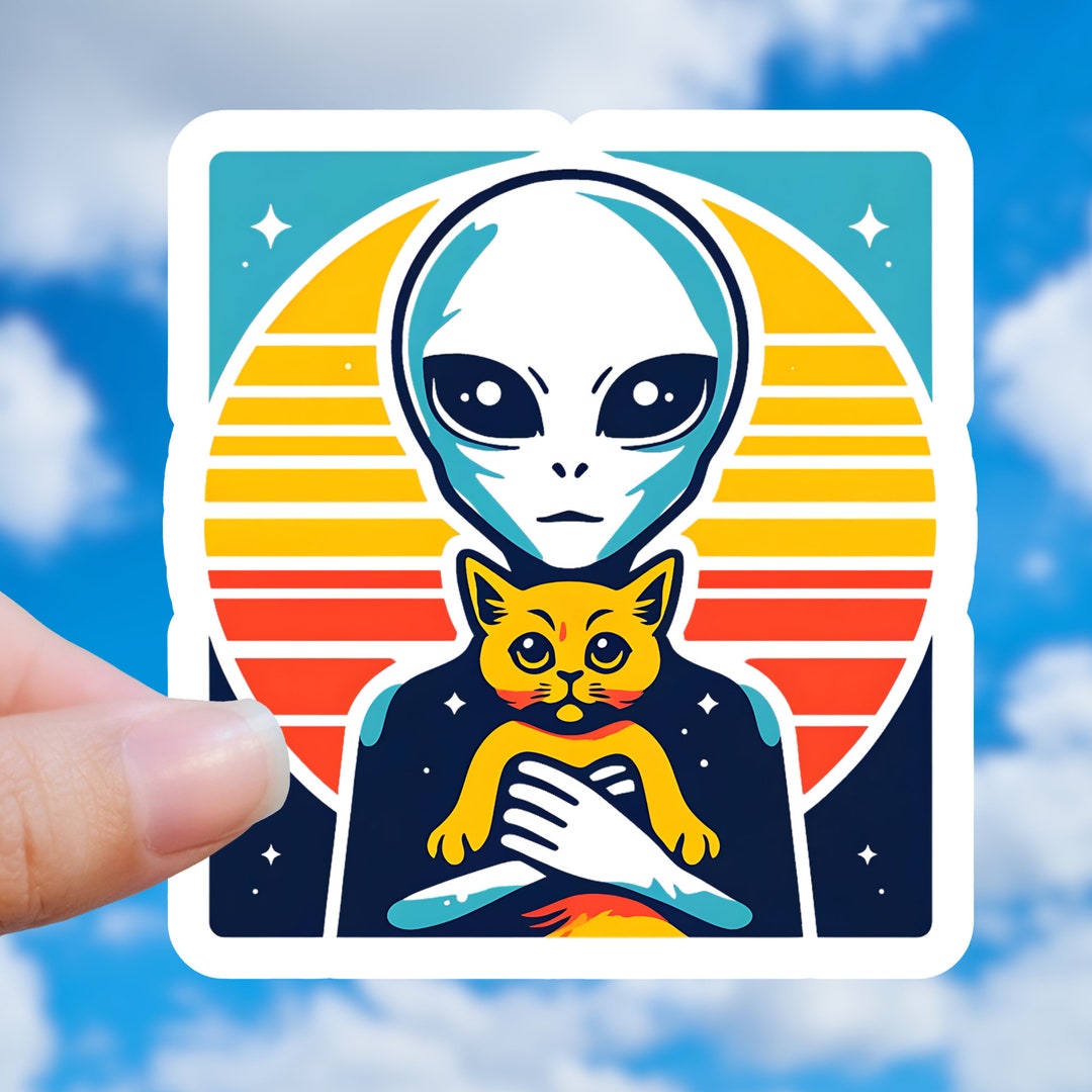 Alien Cat Sticker Alien Sticker Funny Sticker Extraterrestrial Sci Fi ...
