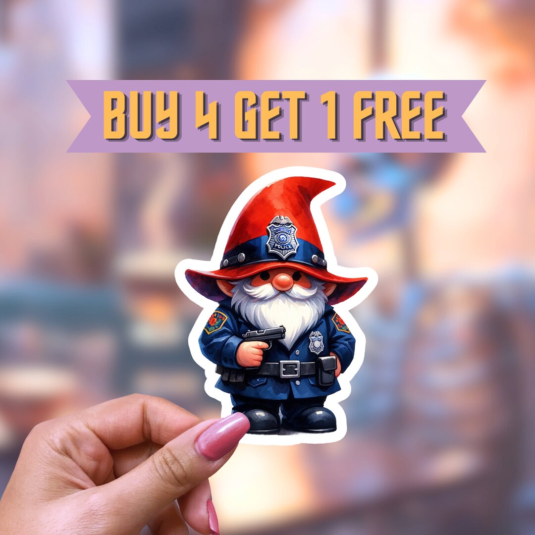 Police Gnome, Gnome Sticker, Good Luck Gnome, Police Sticker, Law ...