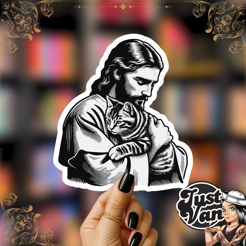 Jesus With Cats - Etsy