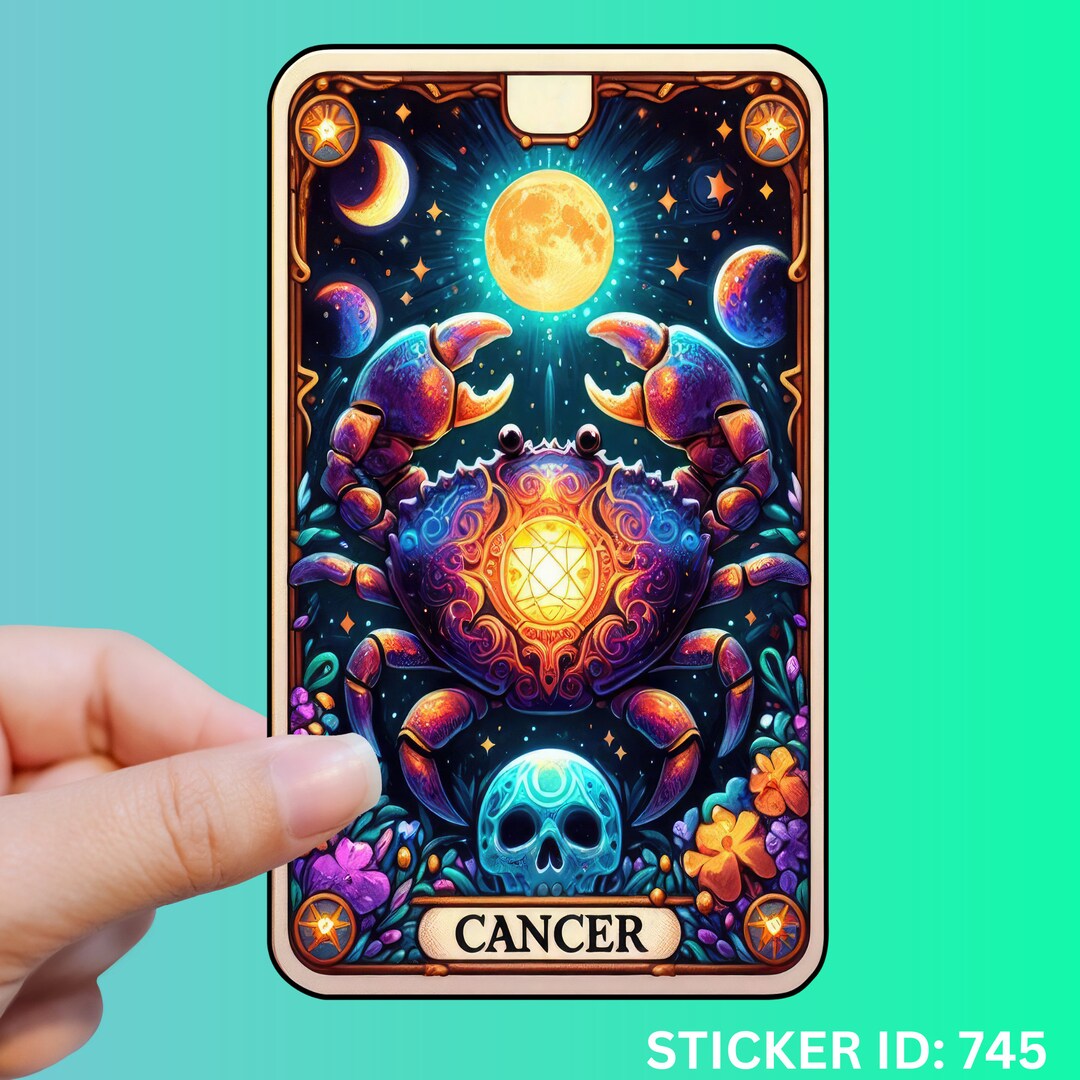 Cancer Tarot Card Sticker Laptop Sticker Tarot Sticker Fantasy Sticker ...