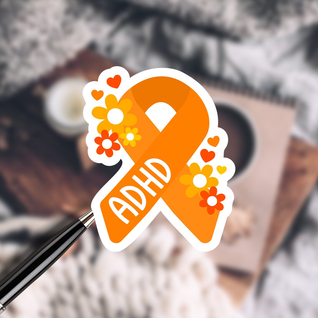 ADHD Awareness Ribbon, ADHD Sticker, Custom Sticker, Awareness Sticker ...