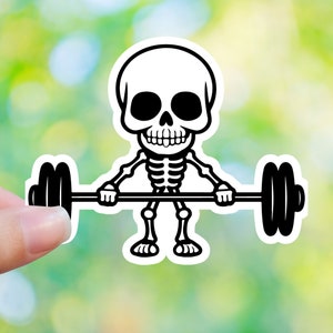 Skeleton Weightlifting Sticker, Deadlifts Sticker, Halloween Workout ...