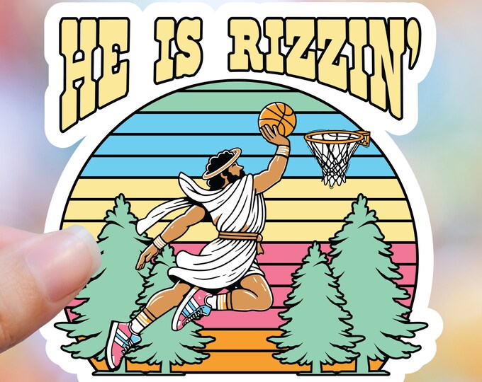 He is Rizzin' Sticker Jesus Has Risen Indeed Decal Funny Christian ...