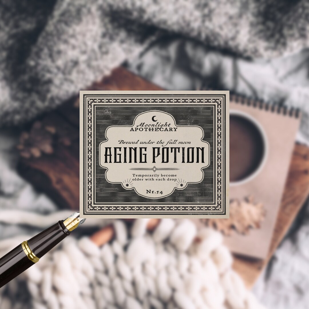 Aging Potion Sticker, Wine Bottle Label, Halloween Label, Halloween ...