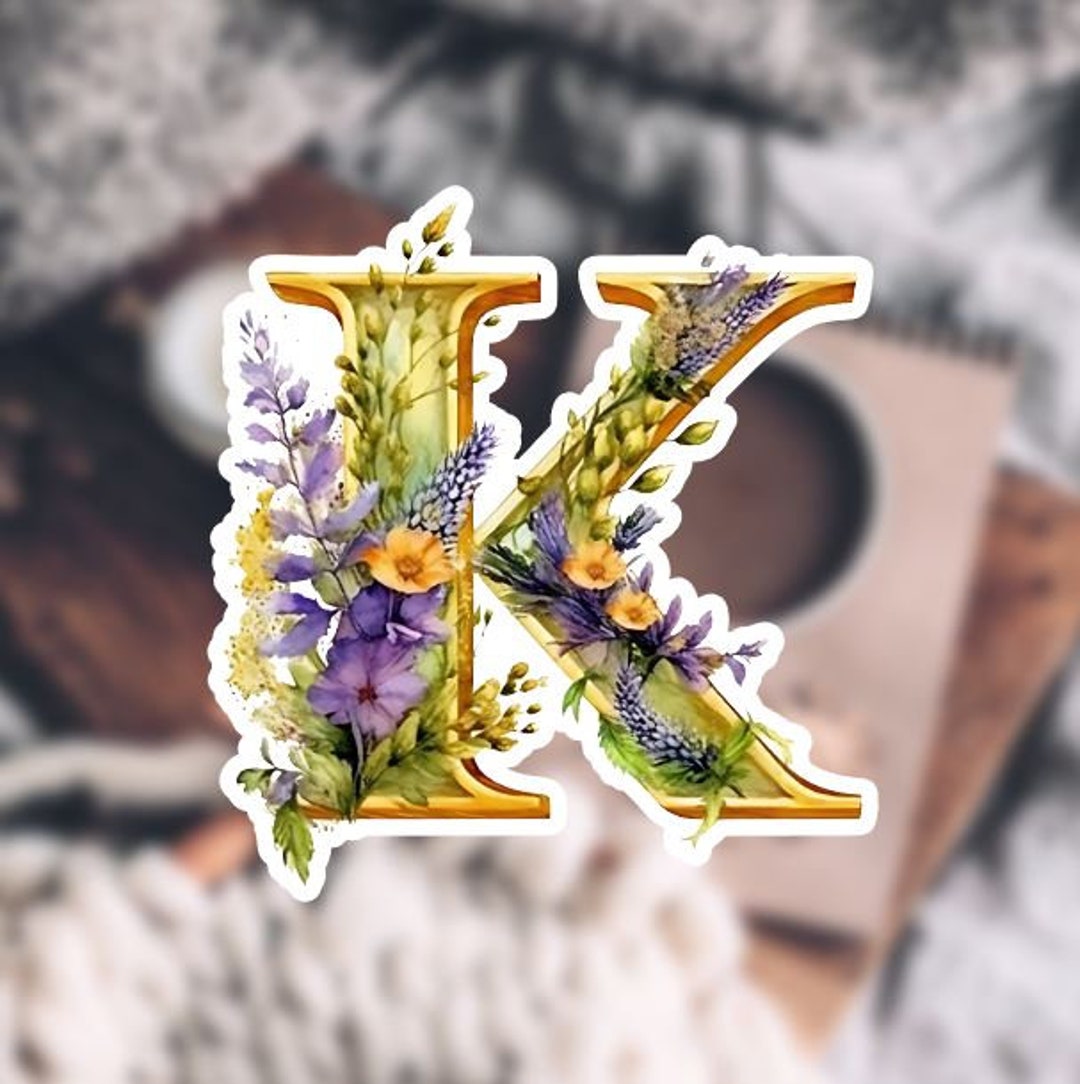 Single Letter Sticker, Lavender Letters, Monogram Sticker, Single ...