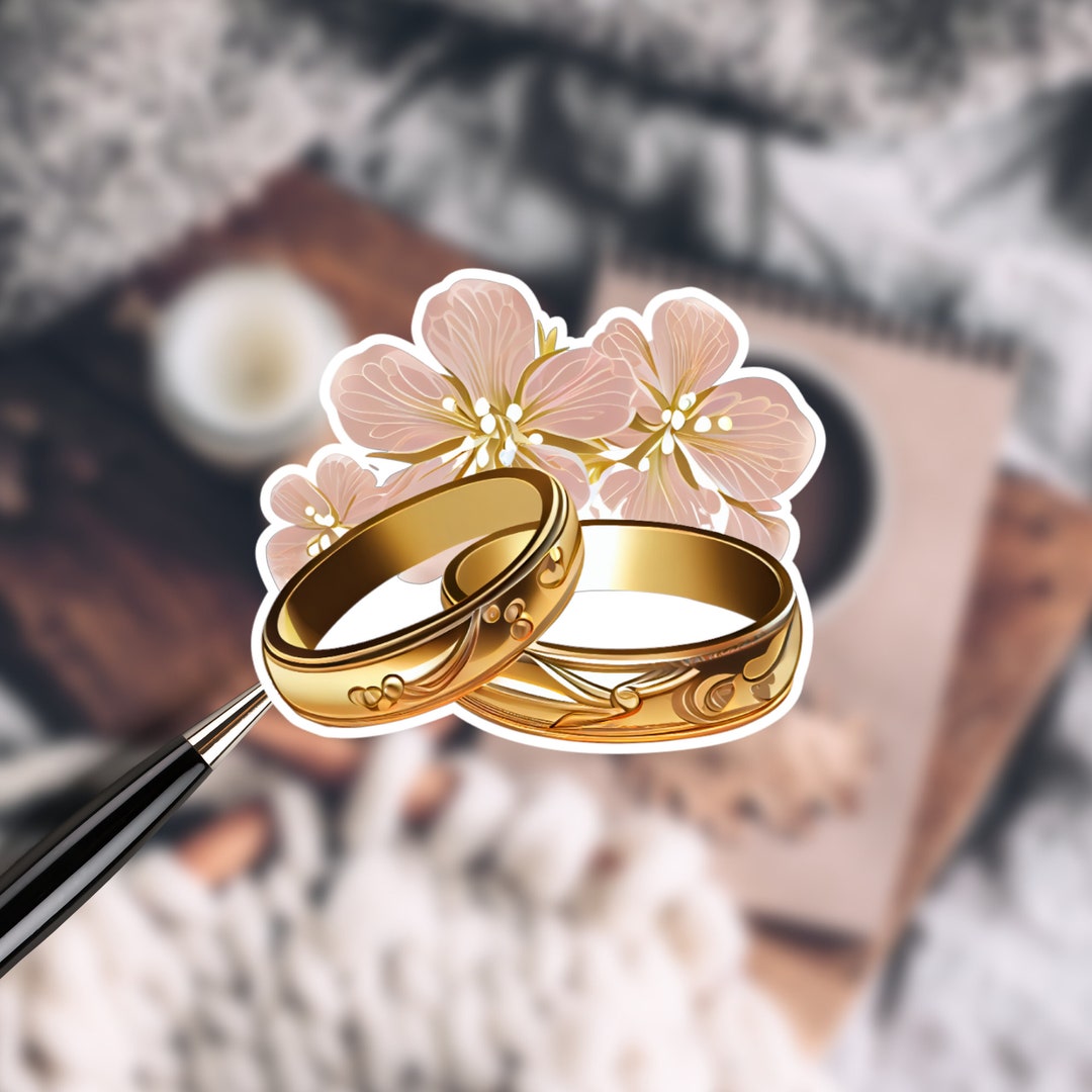 Wedding Rings Wedding Sticker, Wedding Gift, Gift for Them, Married ...