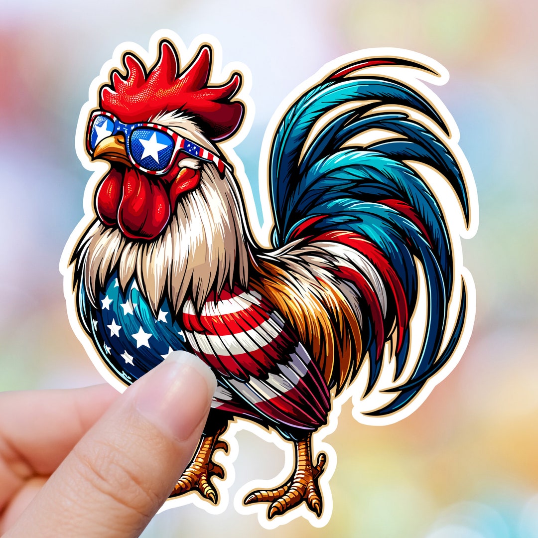 USA Roster Sticker, Patriotic Chicken Decal, 4th of July Gifts ...