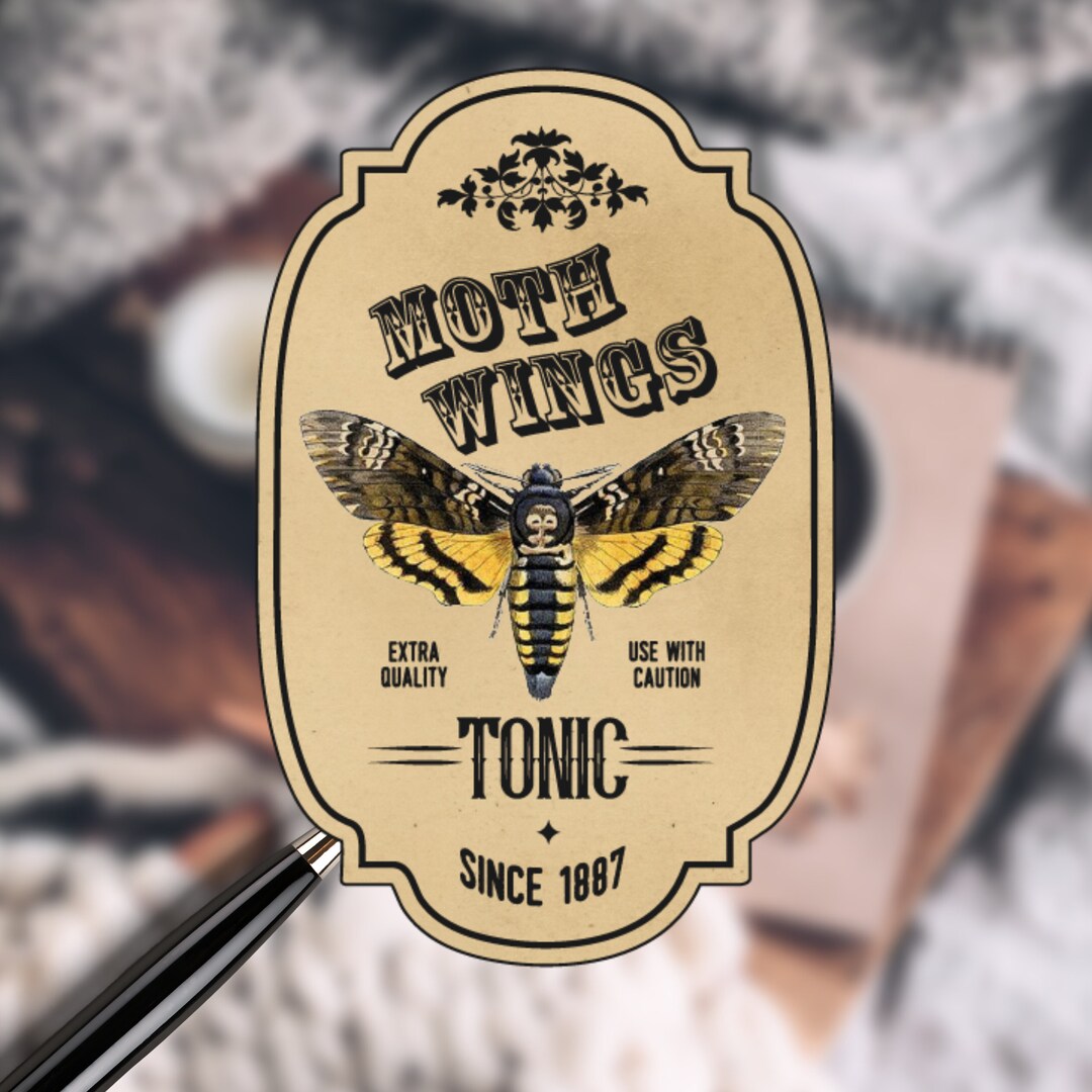 Moth Wings Sticker, Wine Bottle Label, Halloween Label, Halloween ...