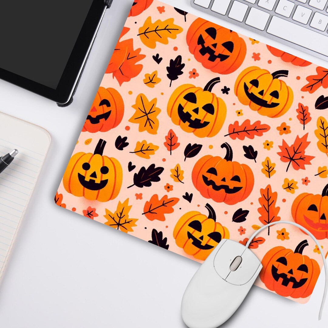 Pumpkin Mouse Pad, Fall Style Gift, Halloween Home Decor, Pumpkin Desk ...