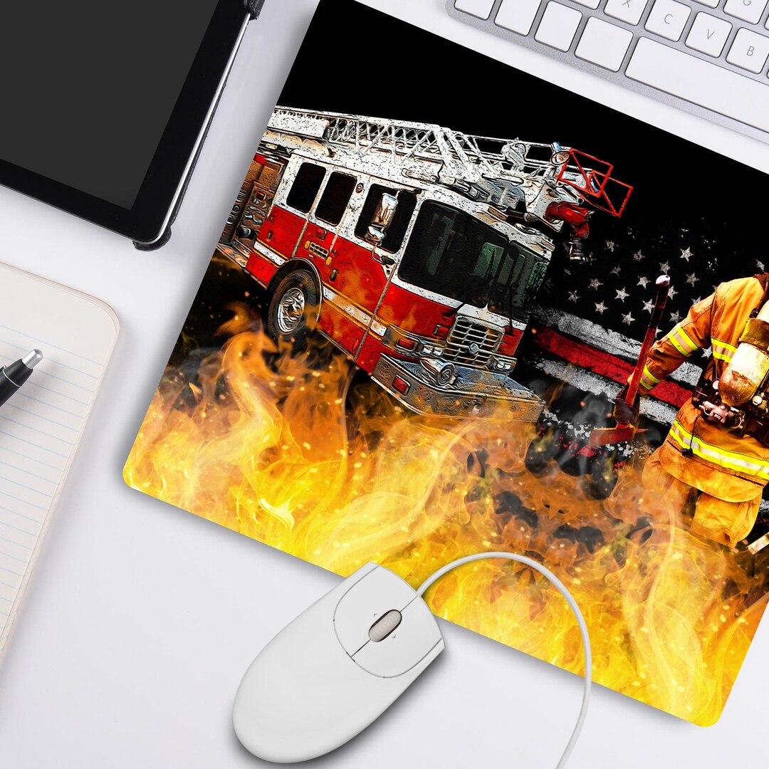 Firefighter Mouse Pad, Patriotic Desk Accessories, Fire Department ...