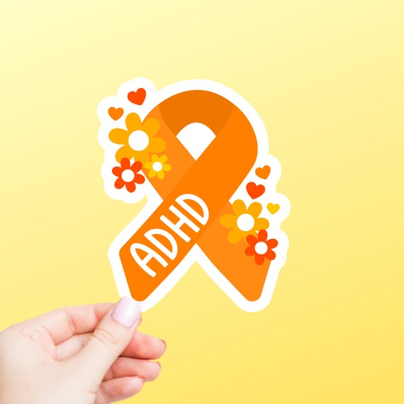ADHD Awareness Ribbon ADHD Sticker Custom Sticker Awareness - Etsy