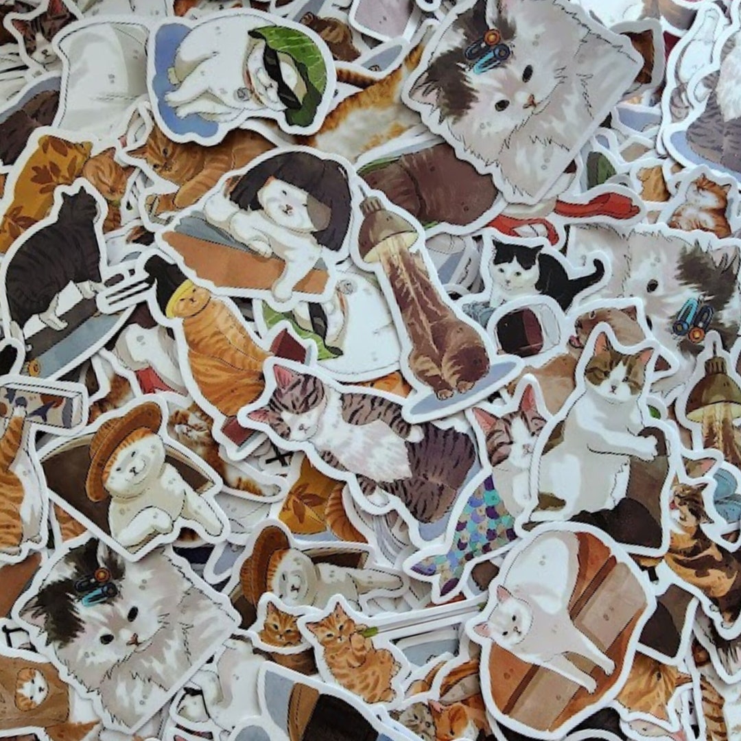 Cat Sticker Bundle, Sticker Bundle, Random Sticker, 1-15 PCS, Cat ...