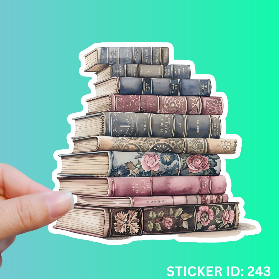 Antique Books Stack of Books Flower Sticker Book Sticker Reader Sticker ...