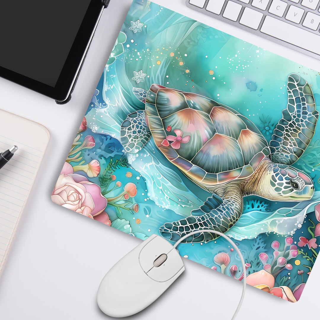 Sea Turtle Mouse Pad, Beach Desk Mat, Unique Gift for Mom, Office ...