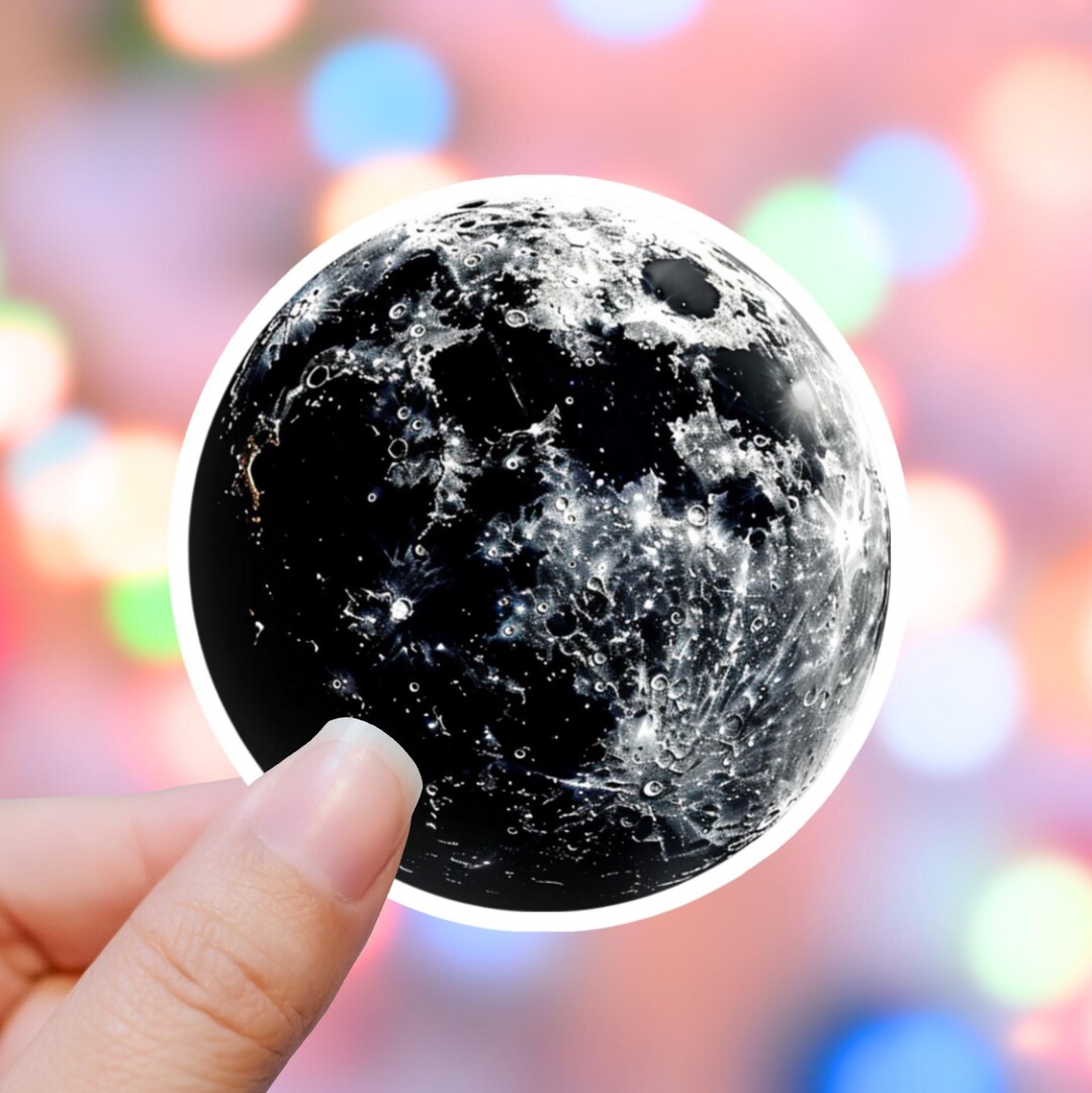 Dark Moon Sticker, Full Moon Sticker, Fantasy Laptop Sticker, Celestial ...