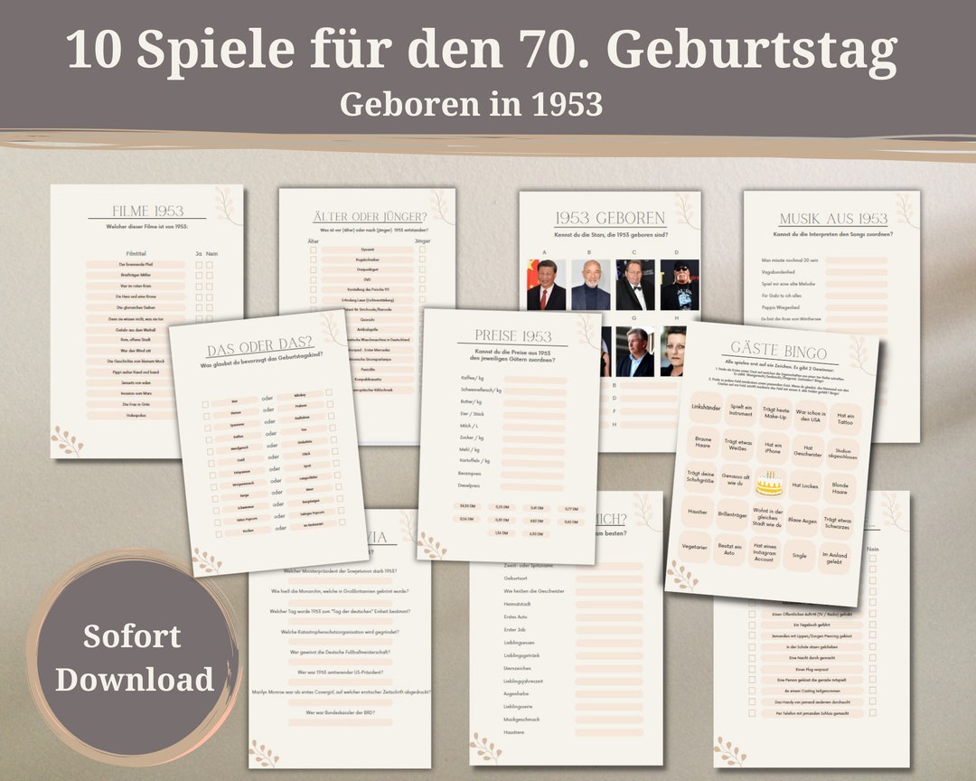 Spiele Zum 70 Geburtstag Uberlebenspaket