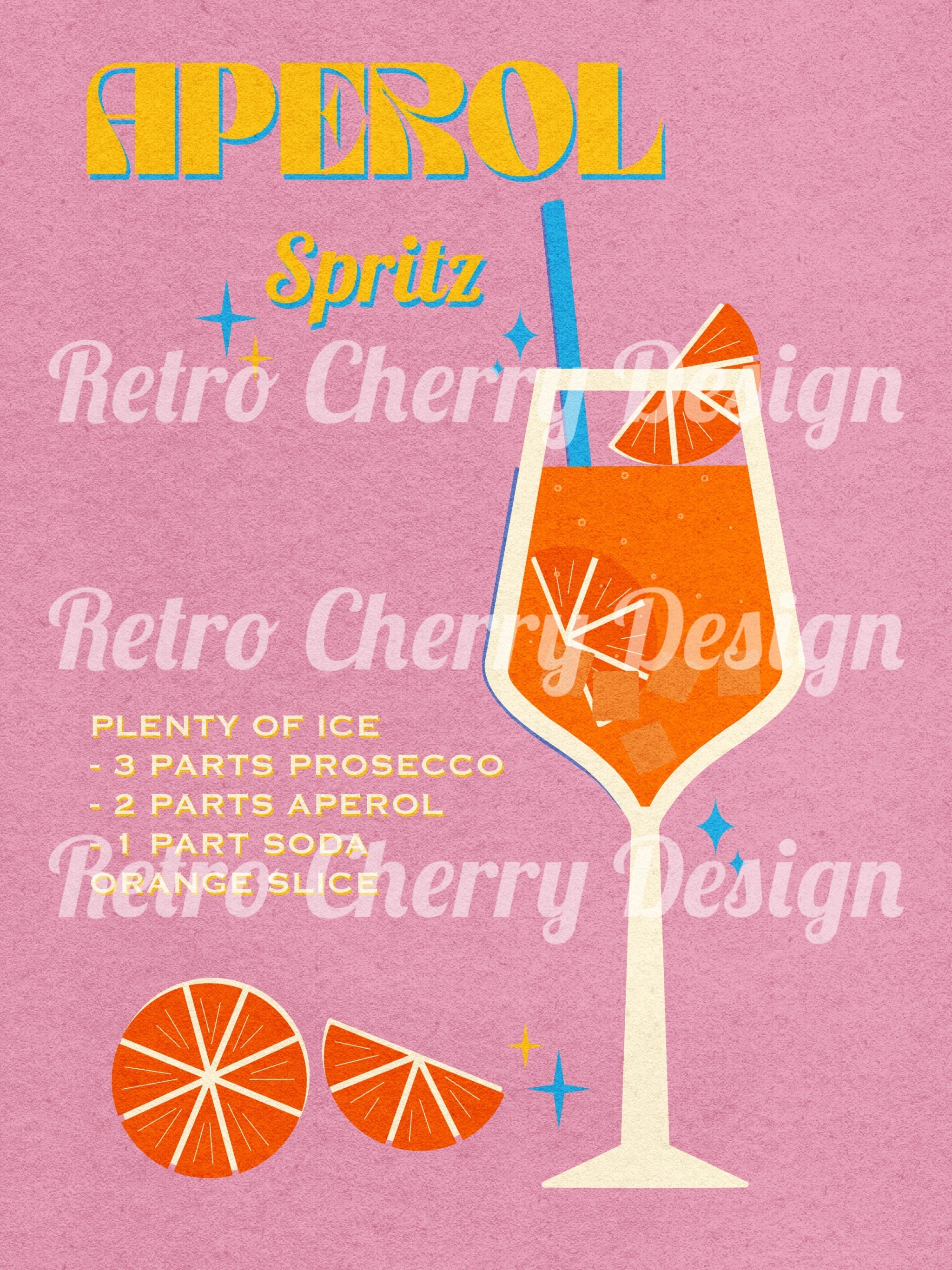 Cocktail Rétro Aperol Spritz Poster