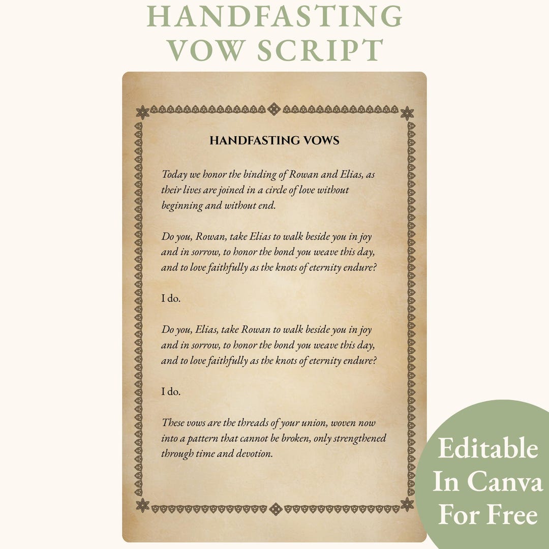 Handfasting Vows Script Celtic Knot Pagan Wedding Ceremony Vows Wiccan ...