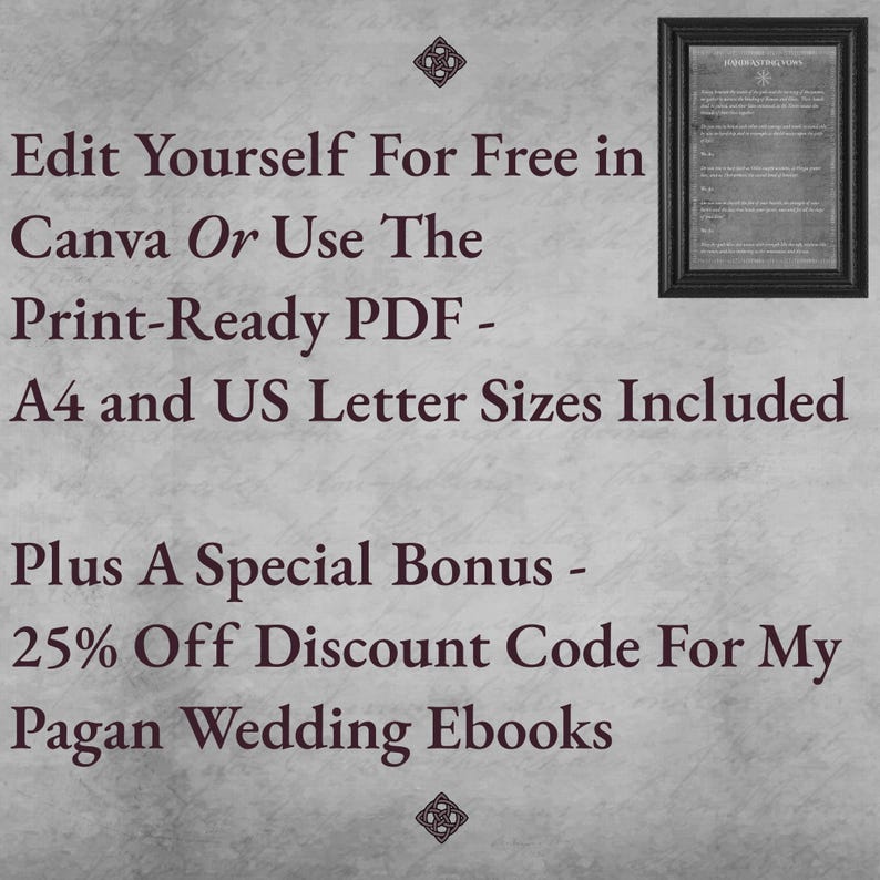 Viking Rune Handfasting Vow Script Norse Pagan Wedding Celtic Marriage ...