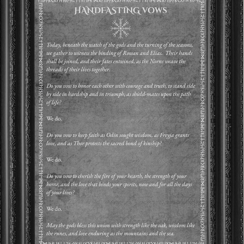 Viking Rune Handfasting Vow Script Norse Pagan Wedding Celtic Marriage ...