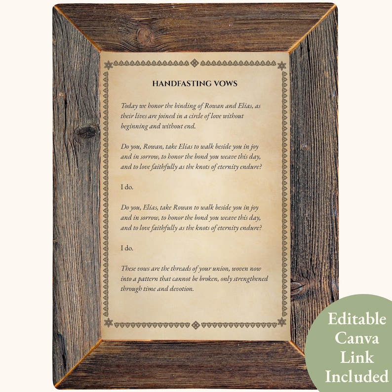 Handfasting Vows Script Celtic Knot Pagan Wedding Ceremony Vows Wiccan ...